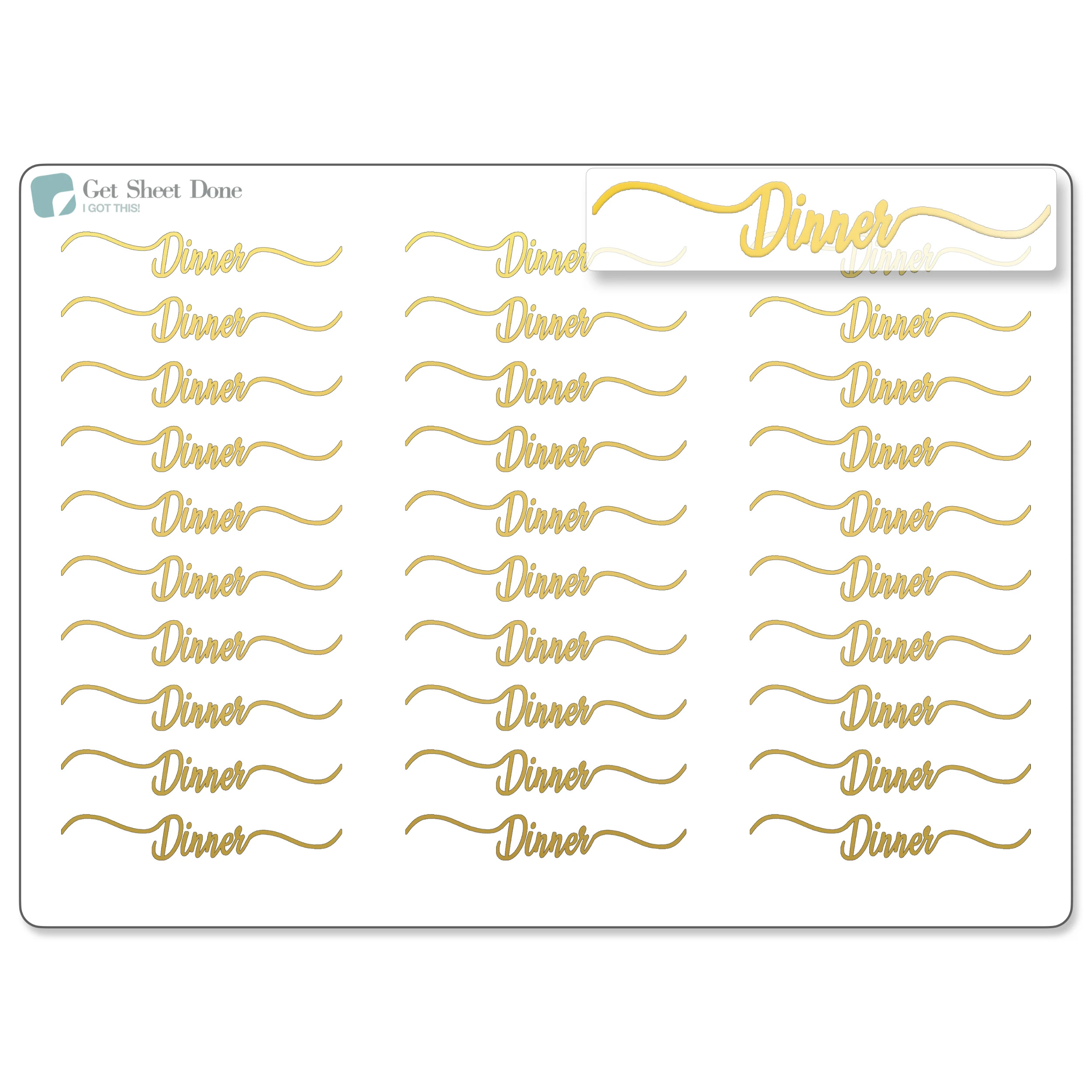 Dinner Foiled Script Planner Stickers / Appointments Reminder Stickers ...