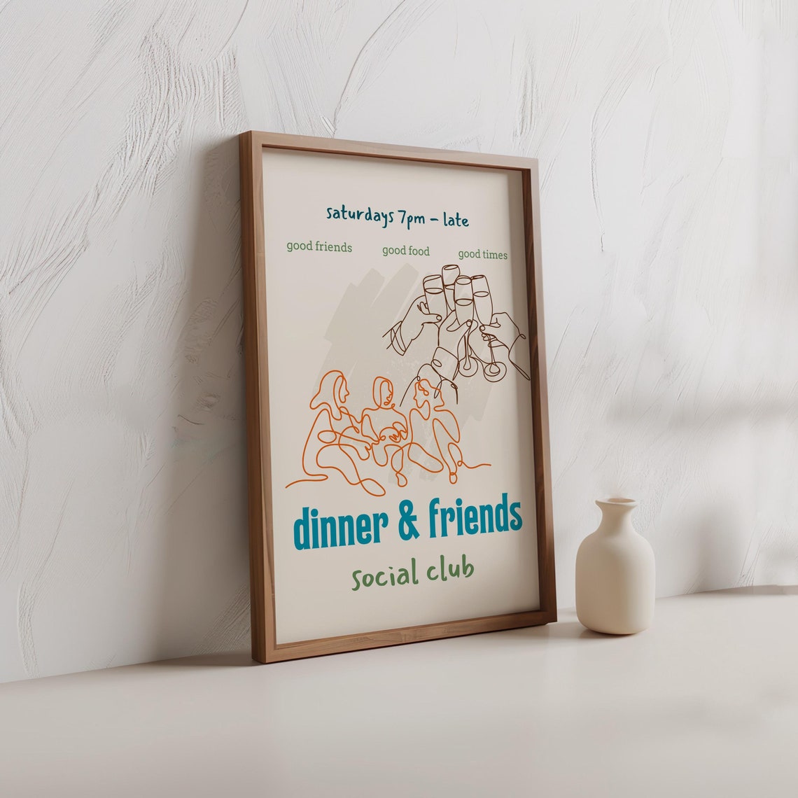 Dinner & Friends Social Club Wall Art, Dining Room And Kitchen Decor ...