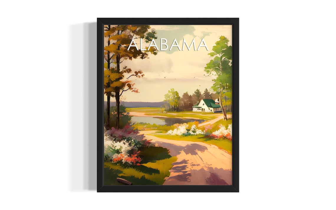 Alabama Landsacpe States Art Print, Living Room Wall Art #839, Unframed ...