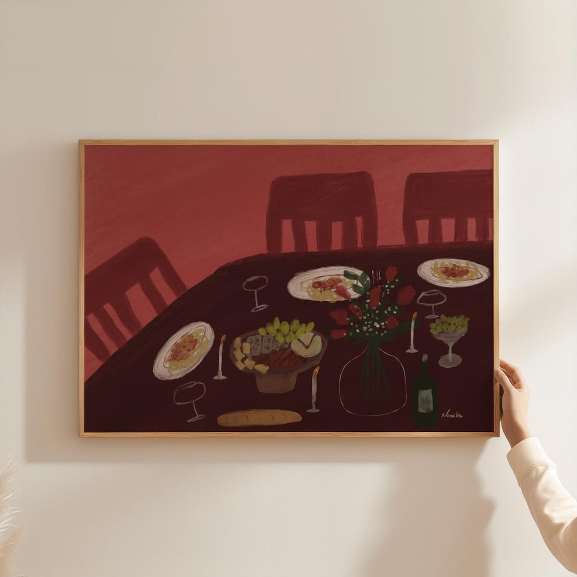 Dinner Party Art Print, Mid Century Modern Kitchen Wall UNFRAMED Poster ...