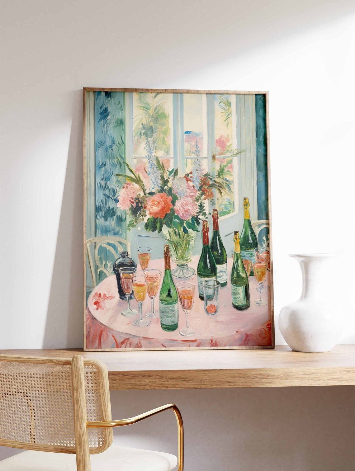 Dinner Party Food Print, Retro Floral Food Art, Vintage Kitchen Decor ...