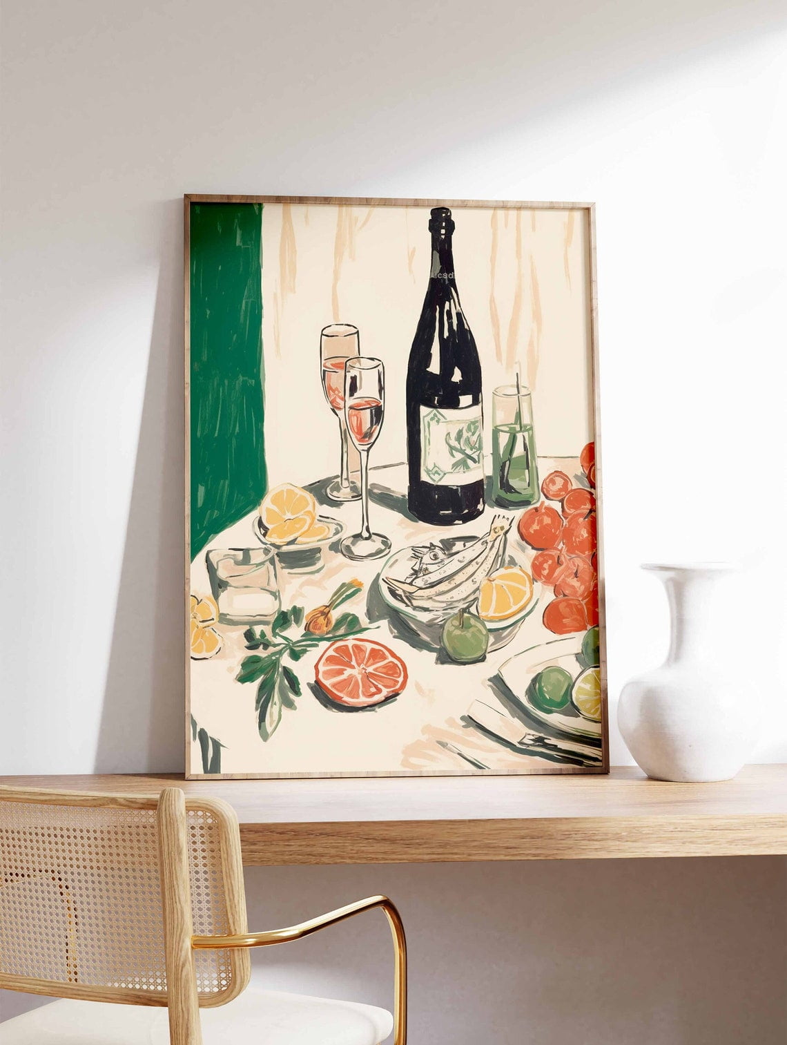 Dinner Party Food Print, Retro Food Art, Vintage Kitchen Poster ...