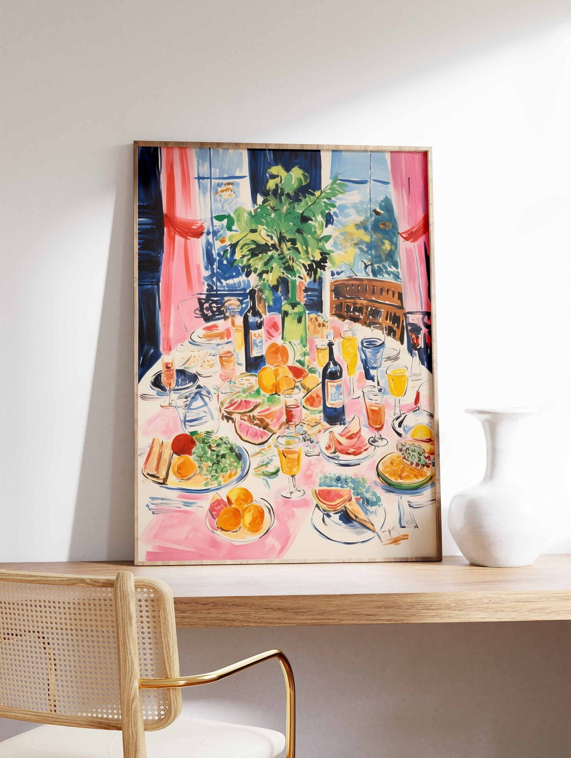 Dinner Party Food Print, Retro Food Art, Vintage Kitchen Poster ...