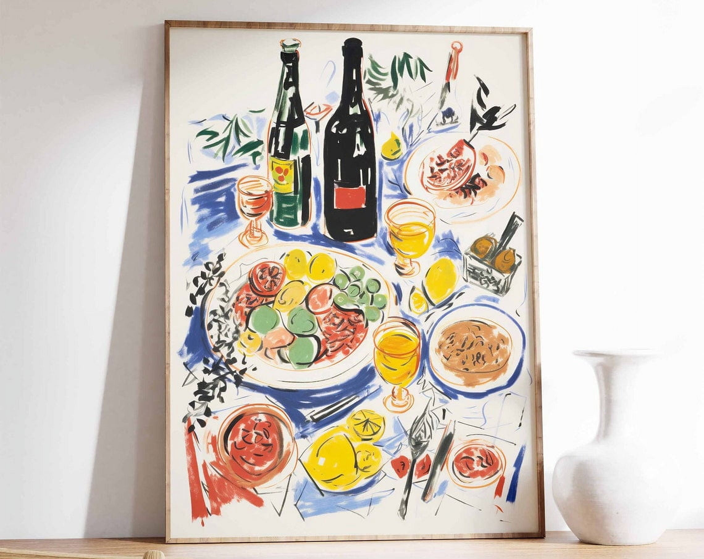 Dinner Party Food Print, Retro Food Art, Vintage Kitchen Poster ...