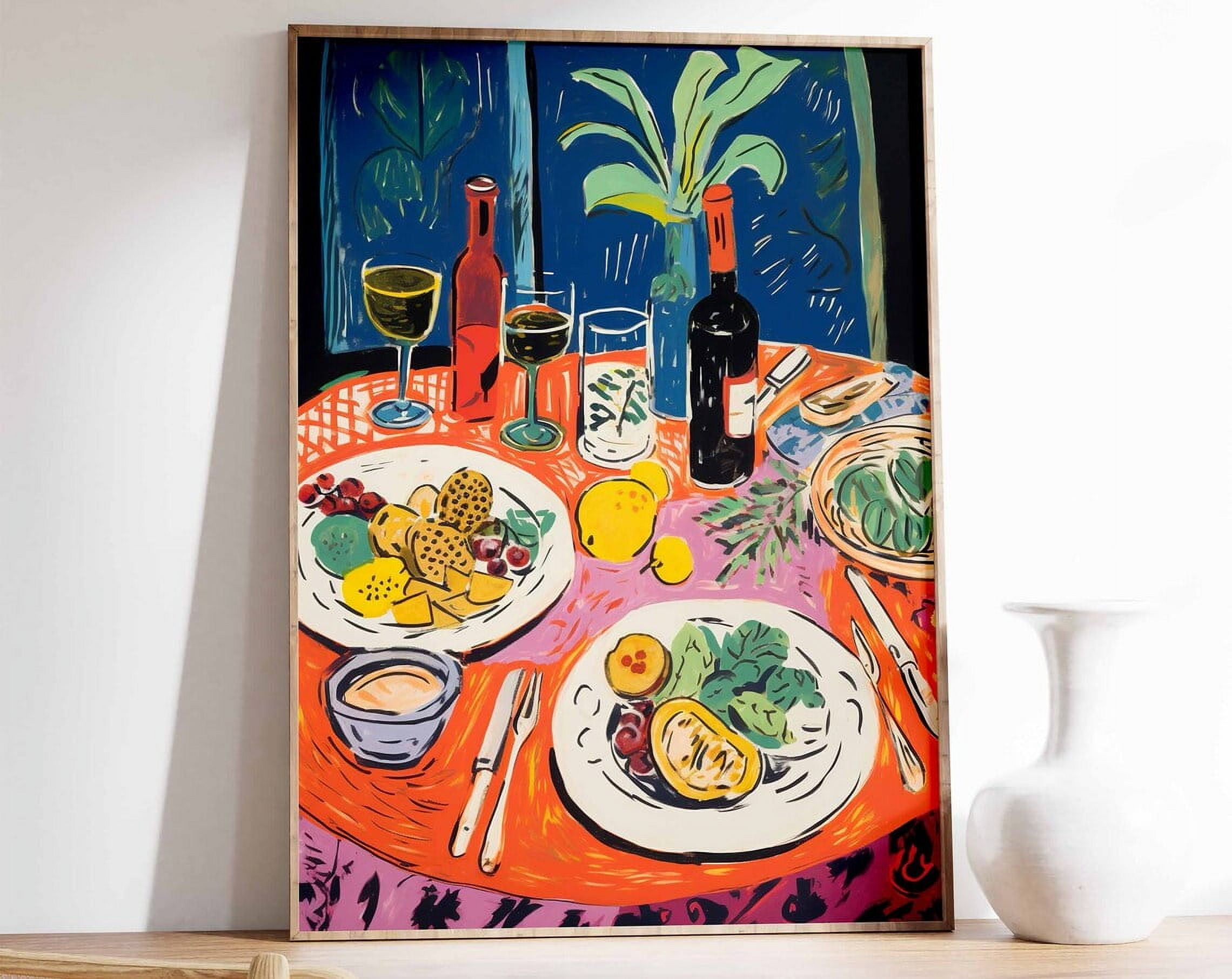 Dinner Party Food Print, Retro Food Art, Vintage Kitchen Poster ...