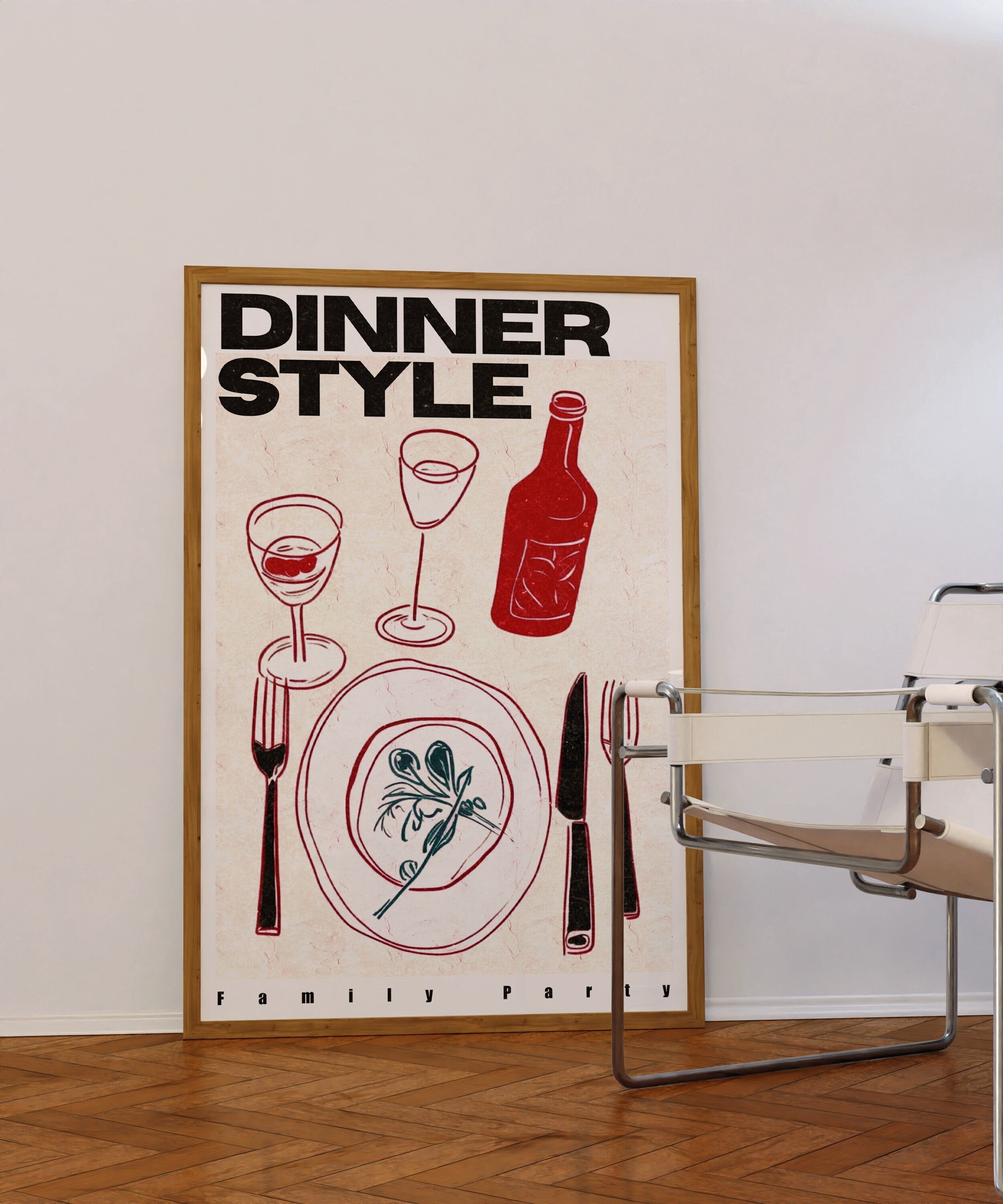 Dinner Party Poster 70S Wall Print Red Wall Arttrendy Poster Kitchen ...