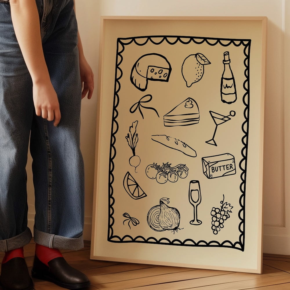 Dinner Party Poster Vintage Food Poster Trendy Kitchen Decor Wine And ...