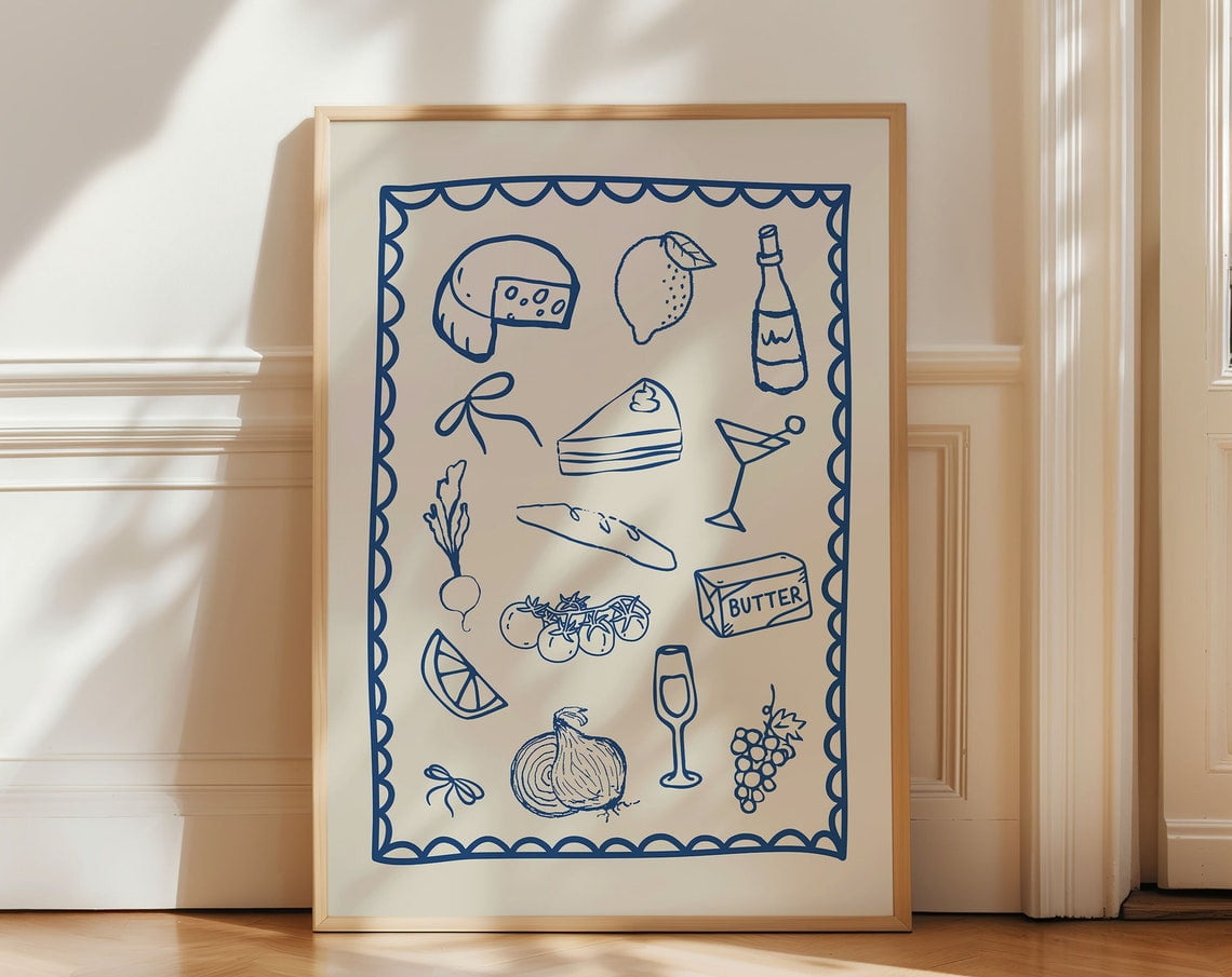 Dinner Party Poster Vintage Food Poster Trendy Kitchen Decor Wine And ...