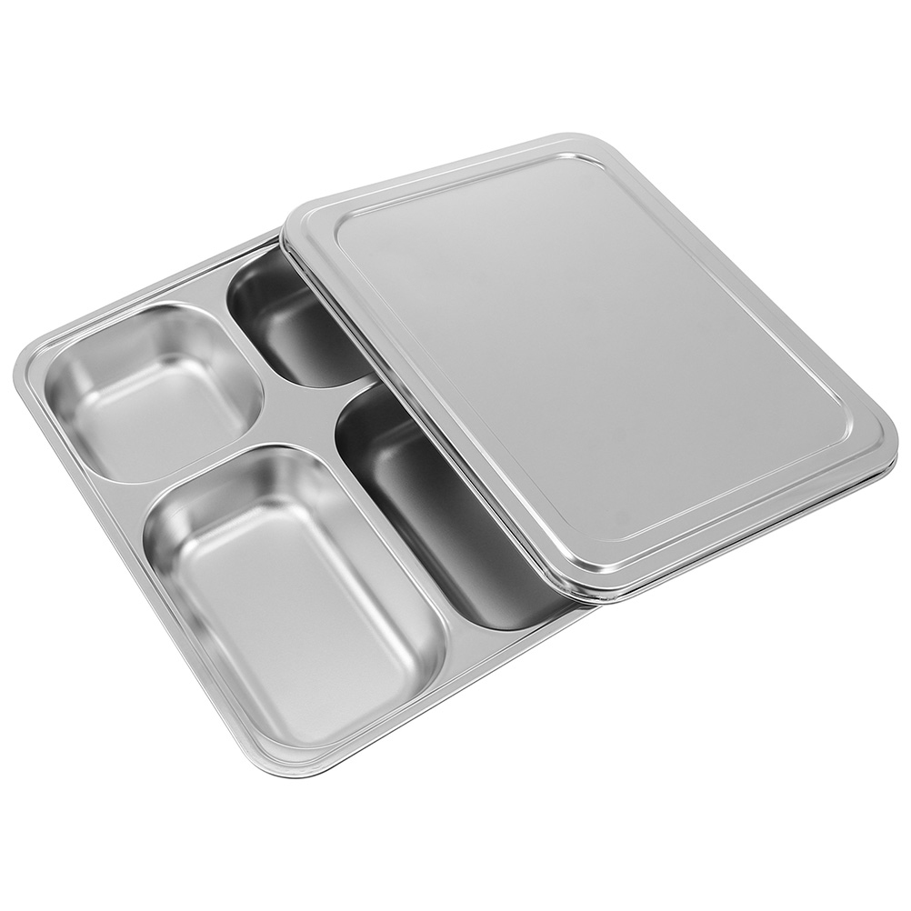 TEHAUX Serving Tray Silver 1 Set 11X8.65X1.65in Stainless Steel Divided ...
