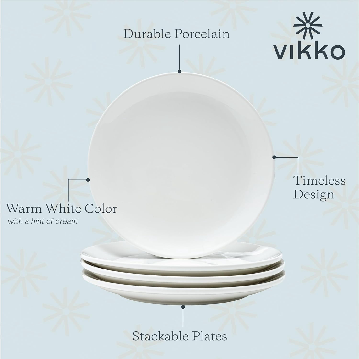 Dinner Plate, Set of 6 White Plates, Ceramic Dinner Plates Set ...