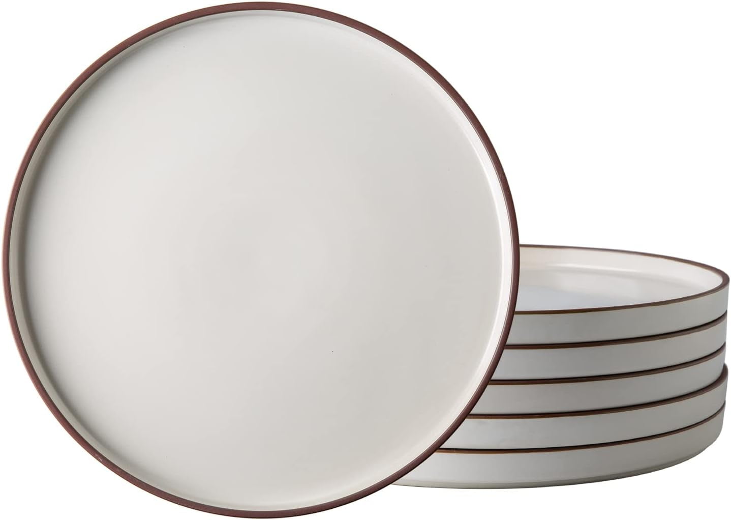 Dinner Plates,10.75 Inch Ceramic Flat Plates Set of 6,High Edge Modern ...