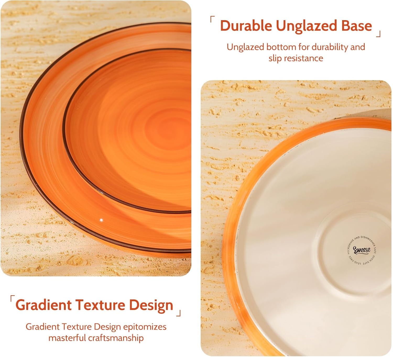 Dinner Plates, 10 Inch Round Porcelain Plates, Dish Set for Lunch ...