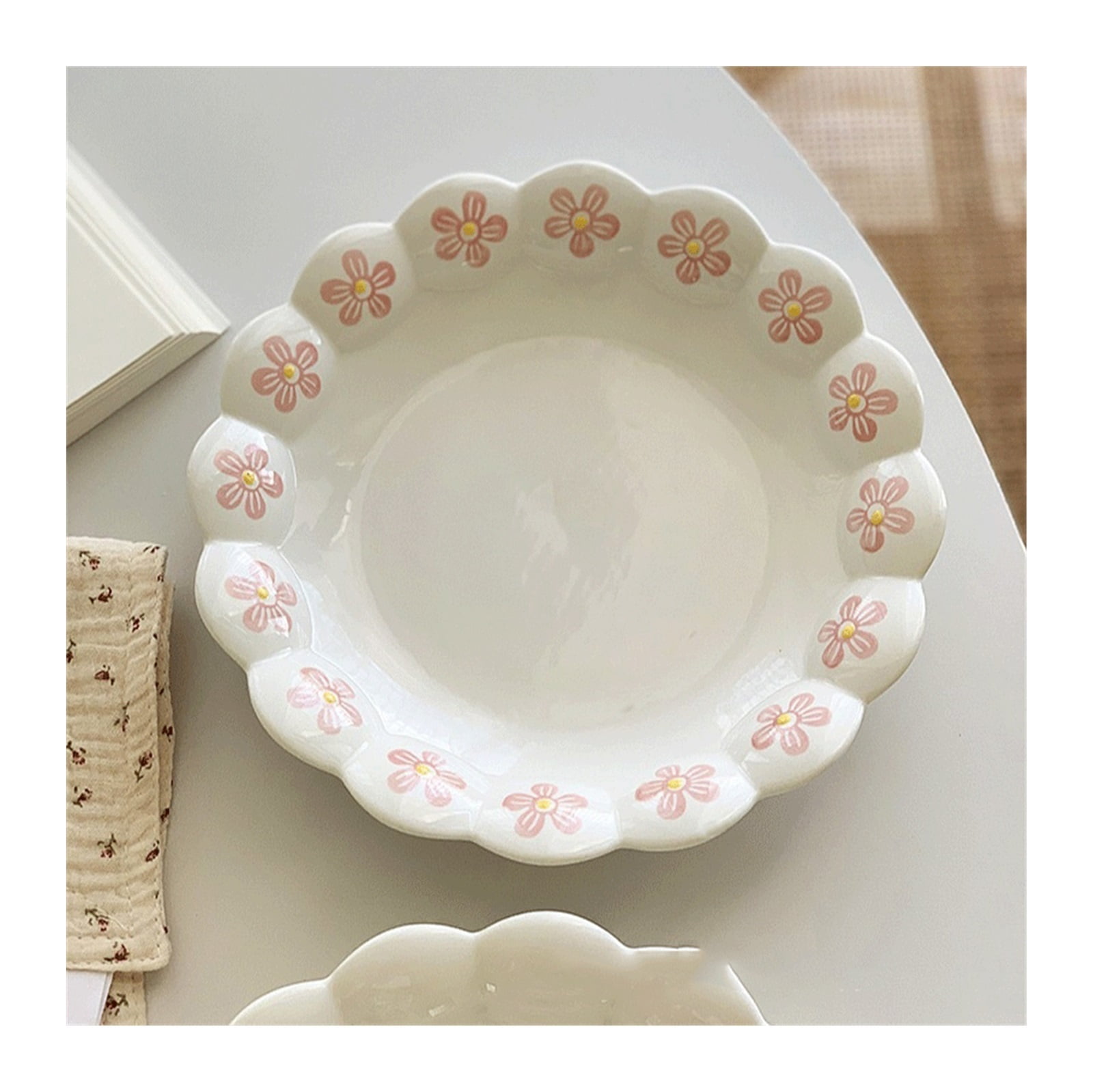 Dinner Plates Petal Edge Plate Underglaze Ceramic Porcelain Dinner ...