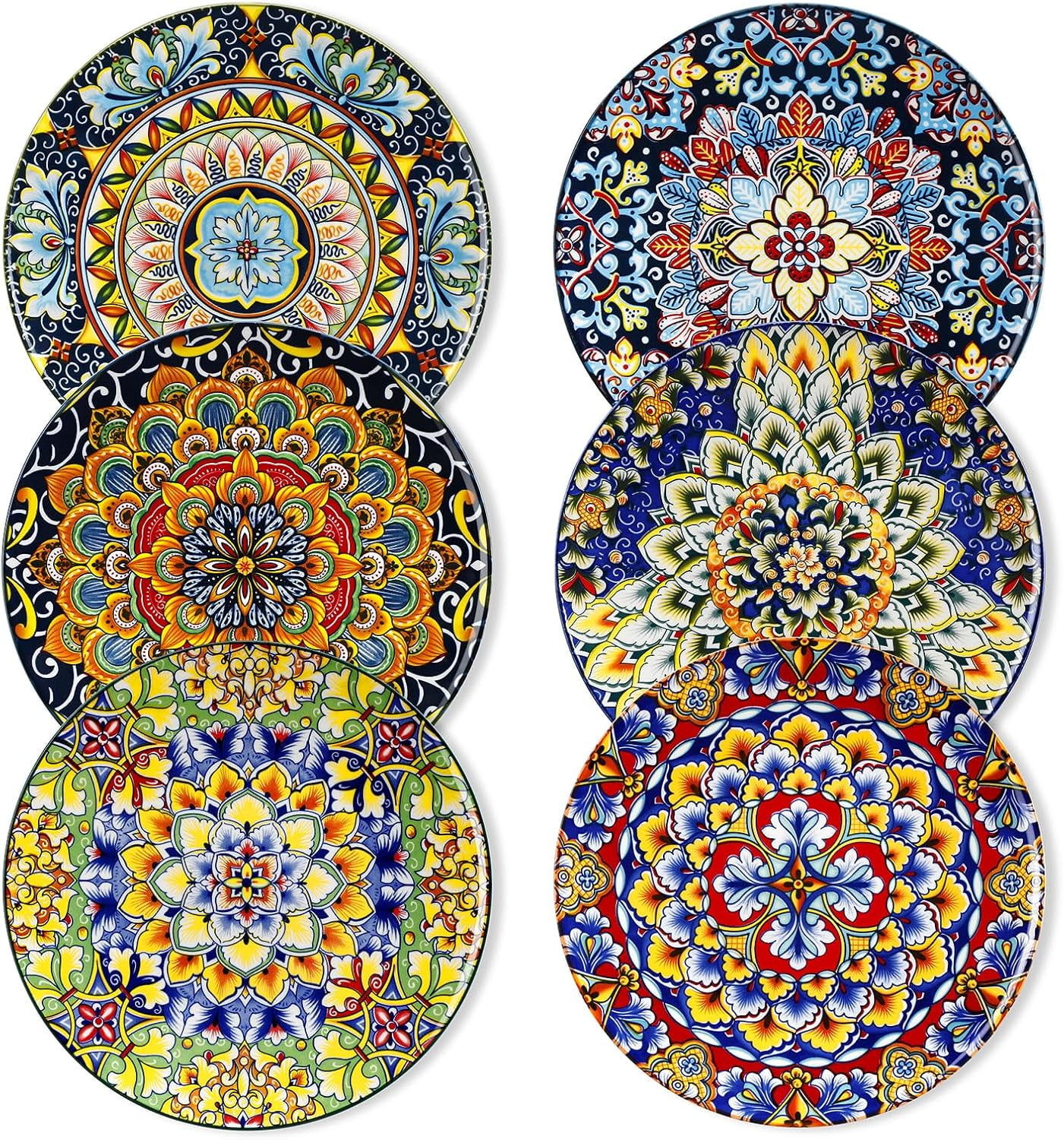 Dinner Plates Set of 6-10.5 Inch Ceramic Plates, Microwave, Oven and ...