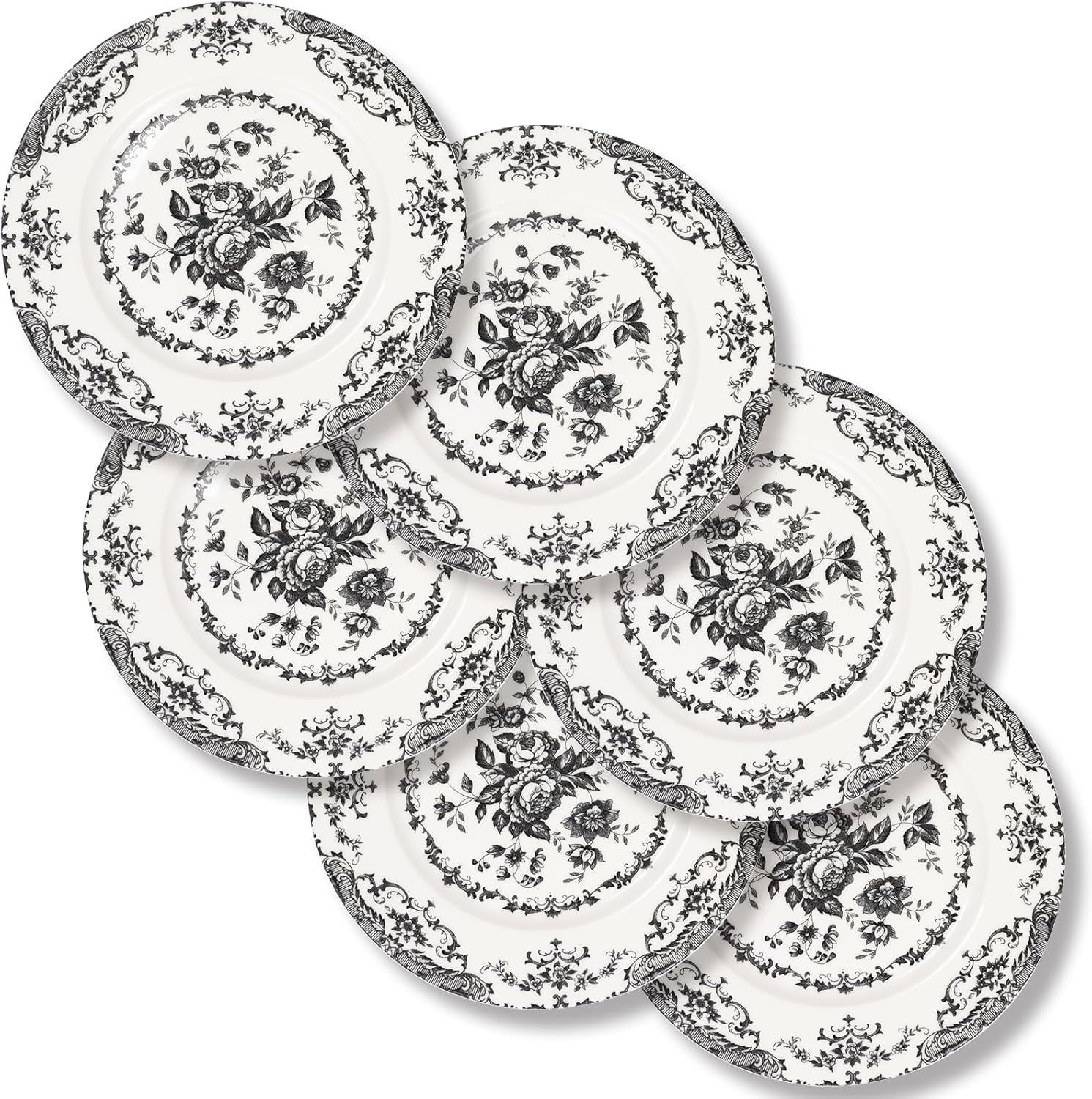 Dinner Plates Set of 6, White Plates, Ceramic Kitchen Plates Microwave ...