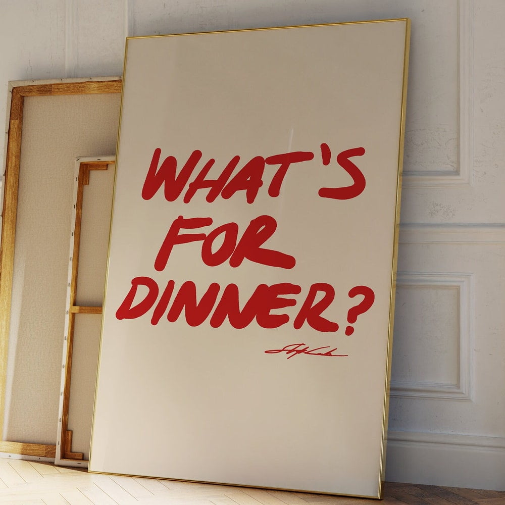 What'S For Dinner Poster, Mid Century Modern, Kitchen Wall Art, Trendy ...