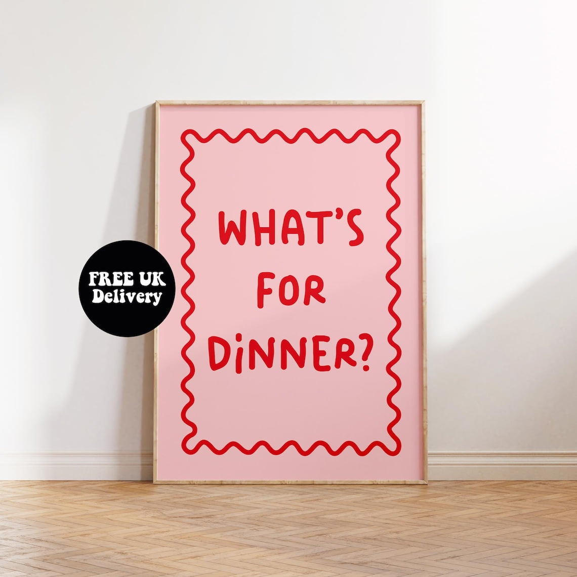 What'S For Dinner Poster, Pink Red Quote Text Art, Mum Child A6 A5 A4 ...