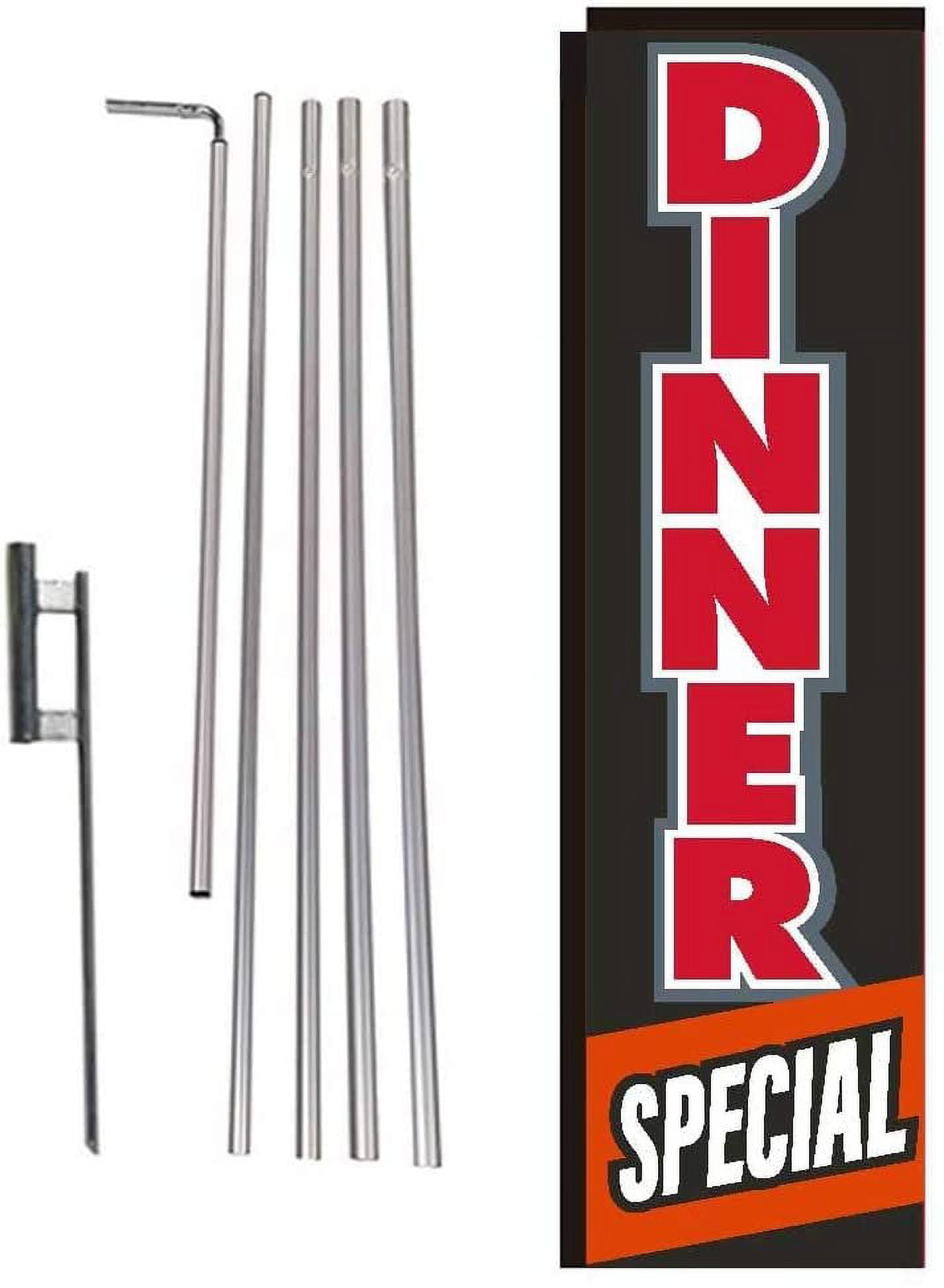 Dinner Special Restaurant Rectangle Feather Banner Flag Sign with Pole ...