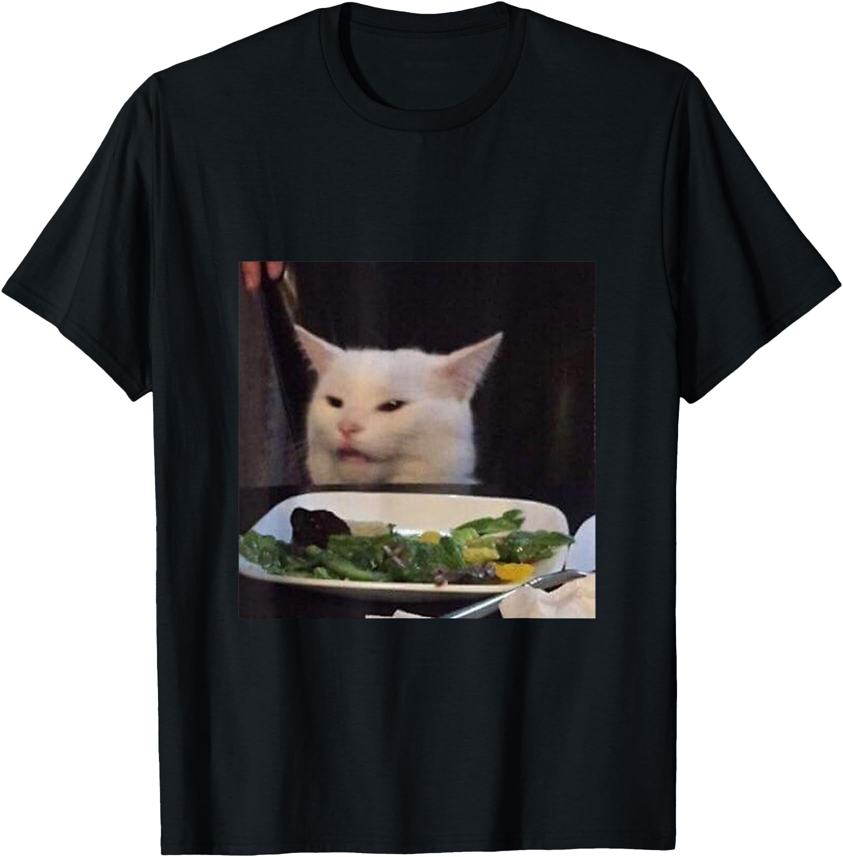 Dinner Table Cat Meme Funny Internet Softstyle Unisex T-Shirt,Black ...