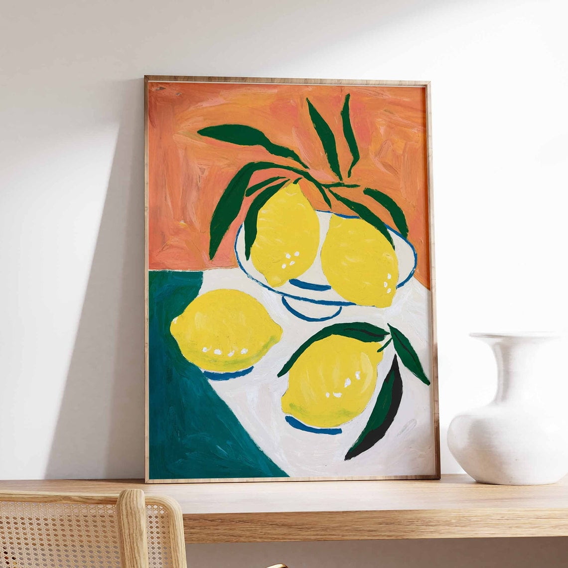 Dinner Table Food Print, Lemon Poster, Retro Food Art, Kitchen Poster ...