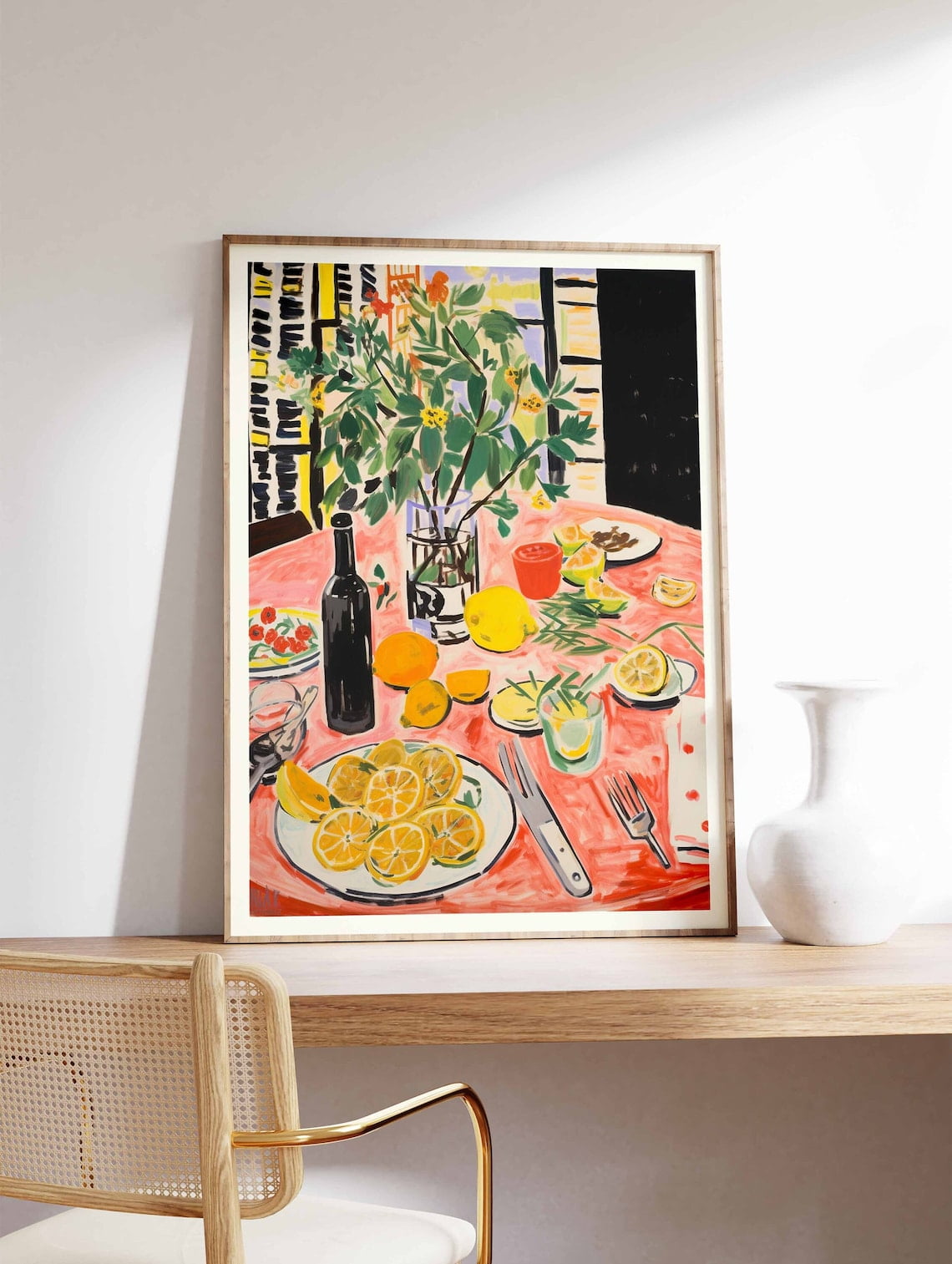 Dinner Table Food Print, Retro Food Art, Vintage Kitchen Poster ...