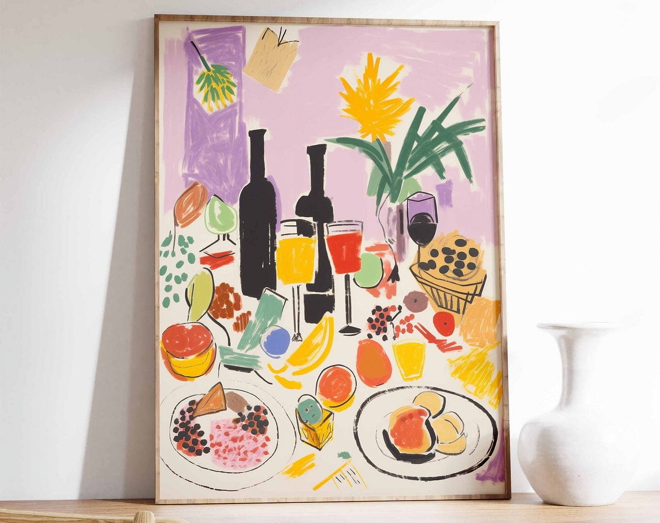 Dinner Table Food Print, Retro Food Art, Vintage Kitchen Poster ...