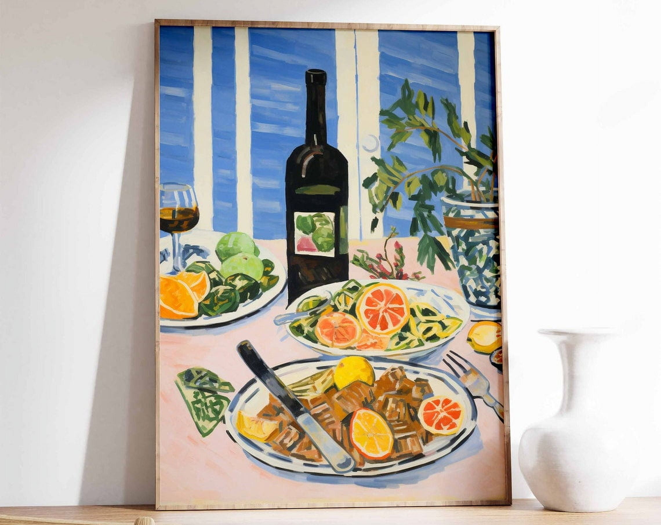 Dinner Table Food Print, Retro Food Art, Vintage Kitchen Poster ...