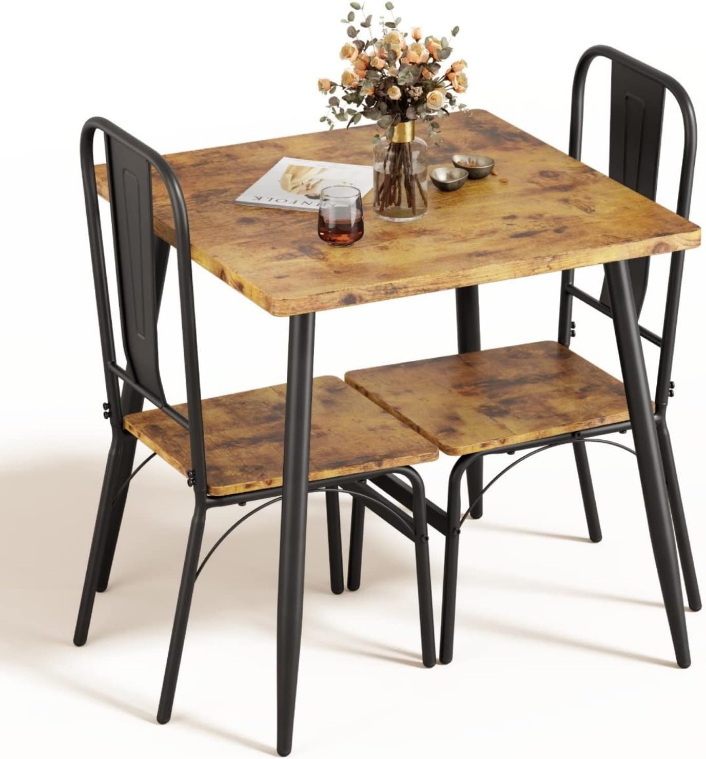 Dinner Table Set for 2, Small Kitchen Table and Chairs Set for Small ...