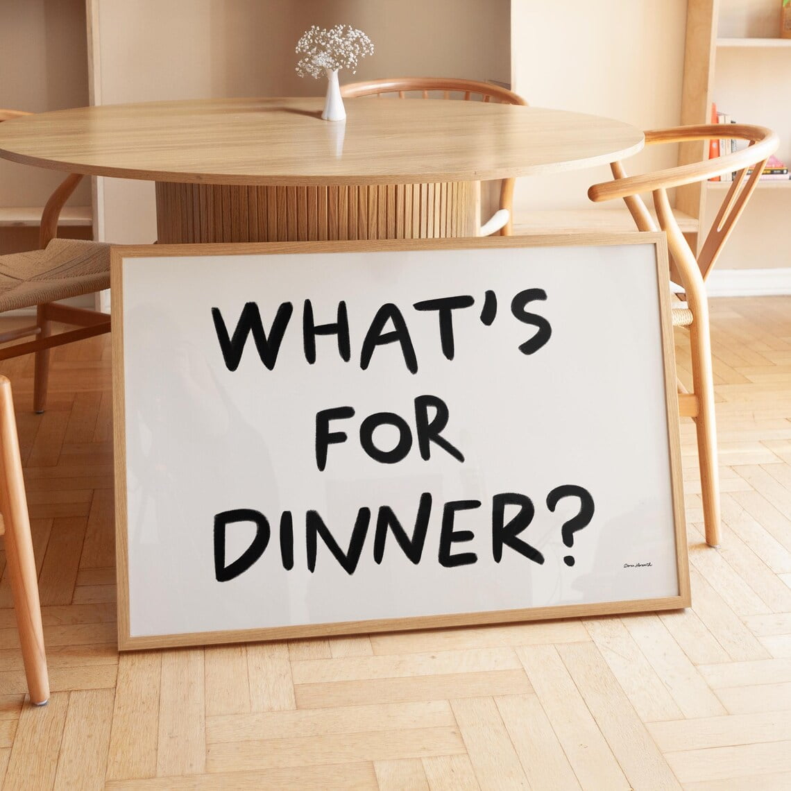 What'S For Dinner Wall Art, Horizontal Kitchen Print, Funny Kitchen ...