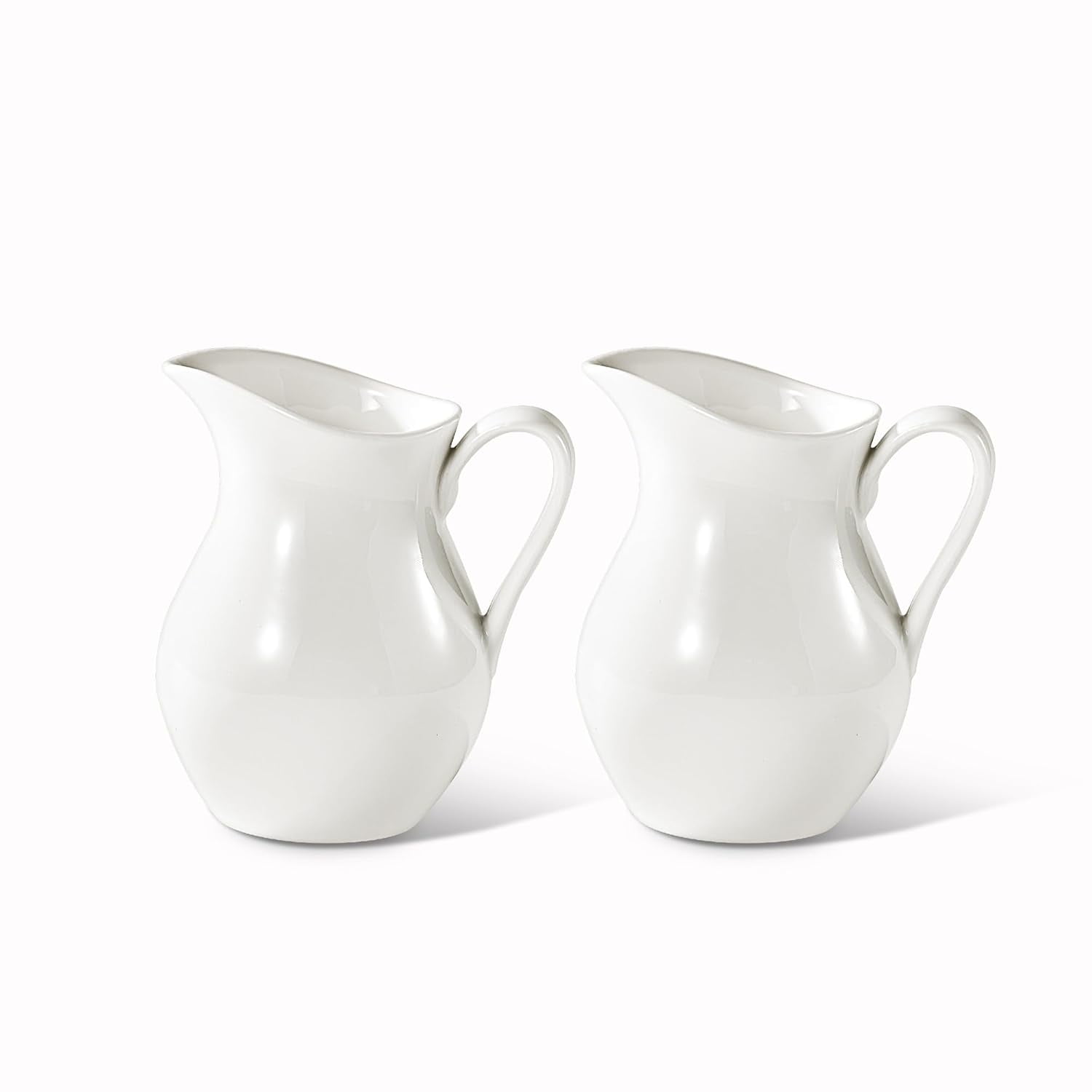 Dinnerlit Creamer 8oz Fine Porcelain Milk Syrup Pitcher Set of 2 White ...