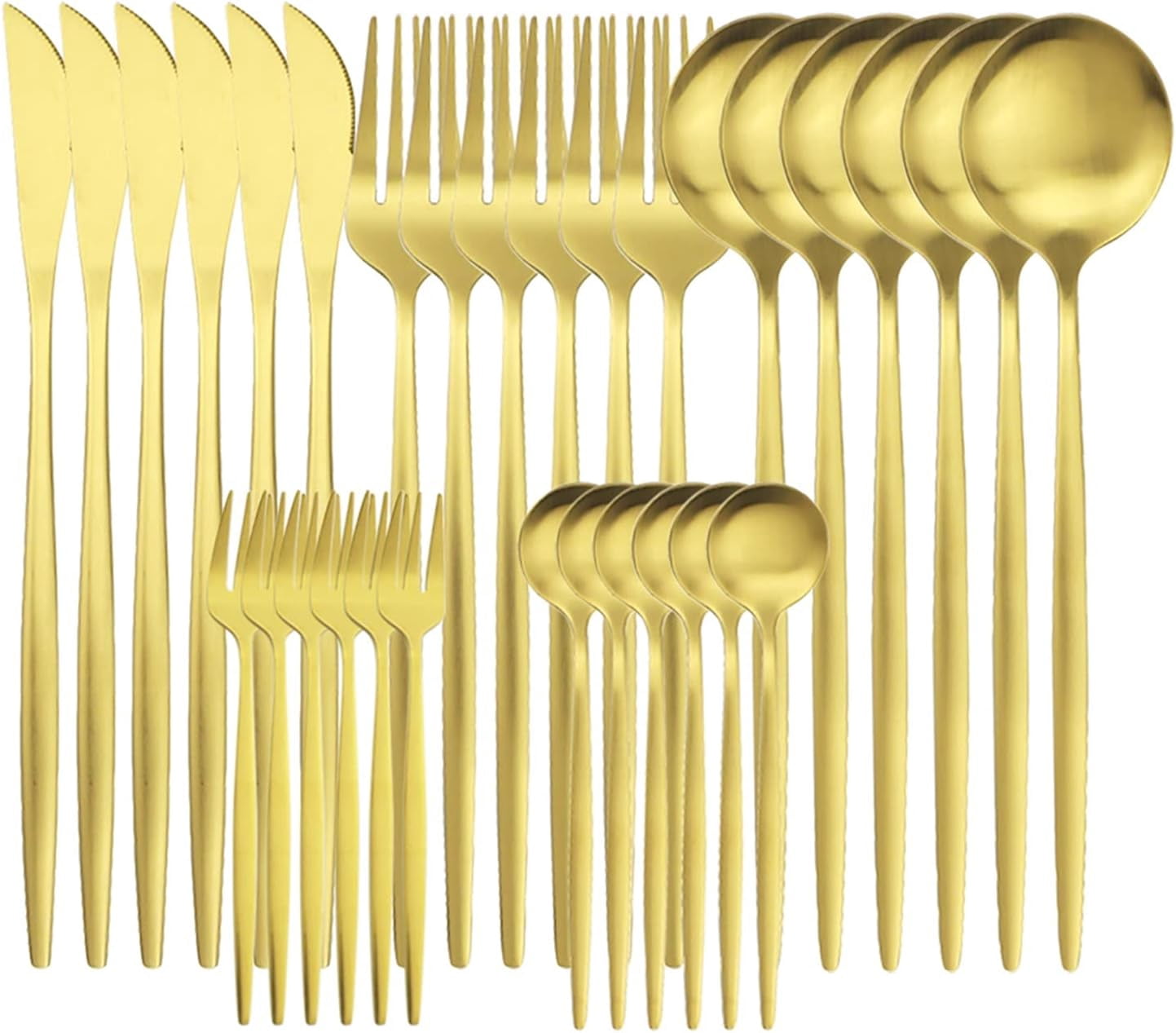 Dinnerware 30Pcs/6set Matte Stainless Steel Cutlery Set Black Gold ...