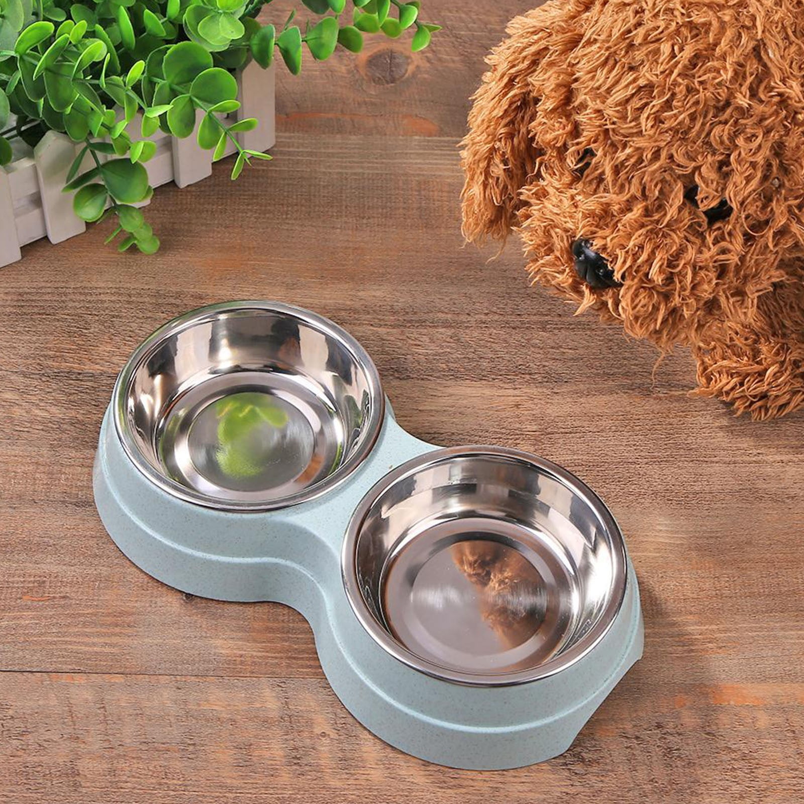 Dinnerware and Accessories Dog Double Bowl Puppy Food Feeder Stainless ...