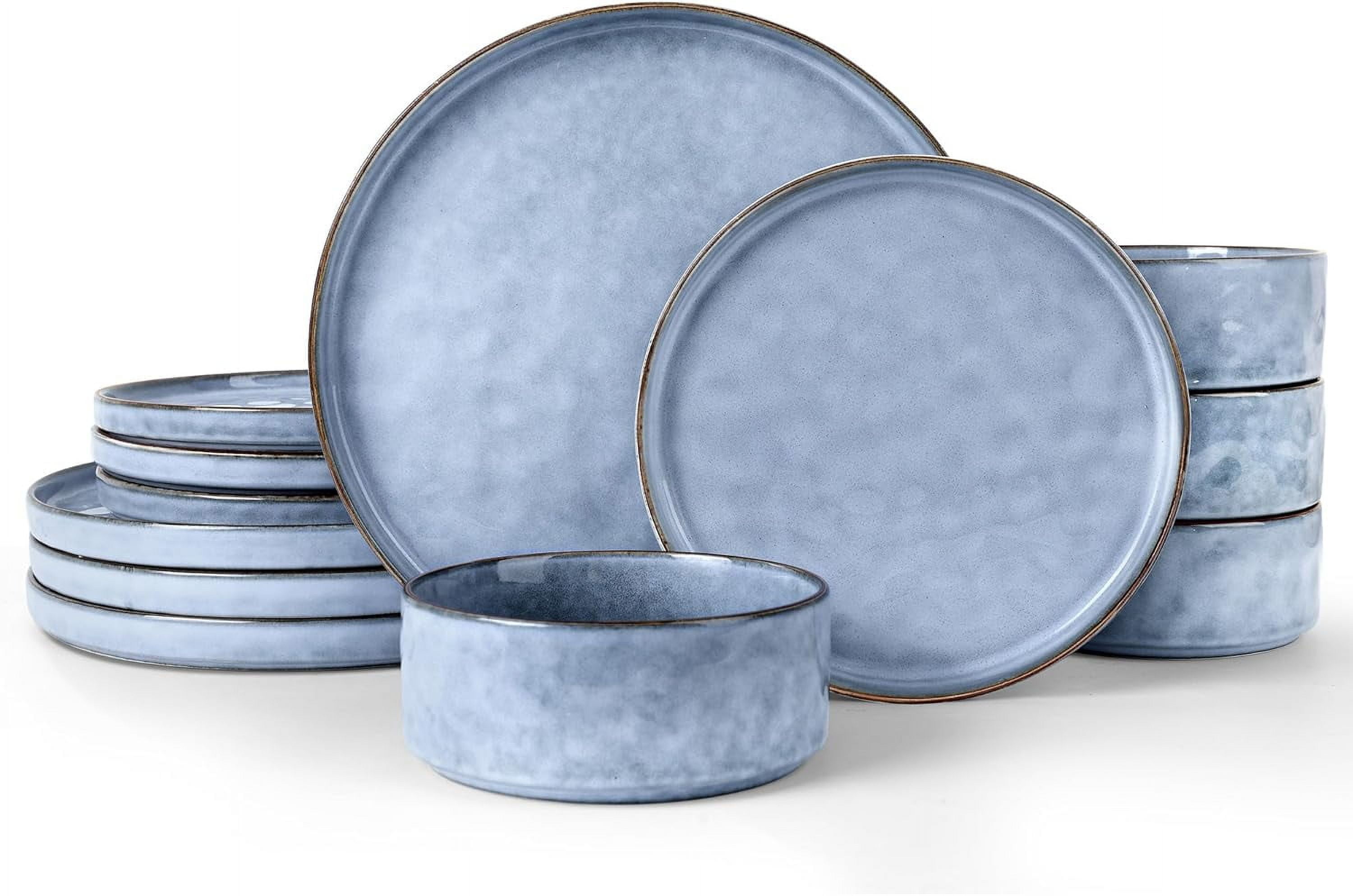 Dinnerware Dish Sets for 4, 12 Piece Stoneware Plates and Bowls ...