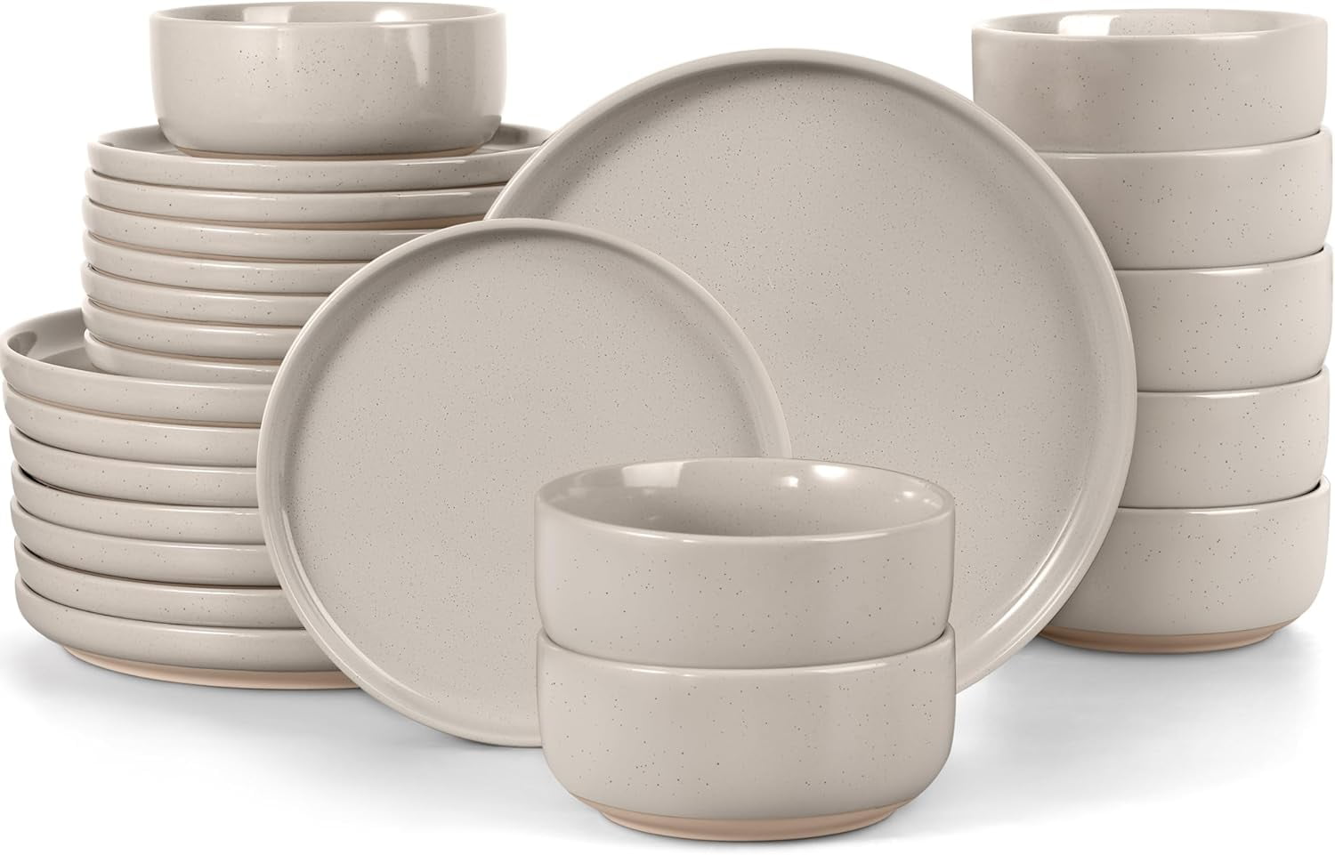 Dinnerware Dishes Sets for 8, 24-Piece Stoneware Dinner Set, Ceramic ...