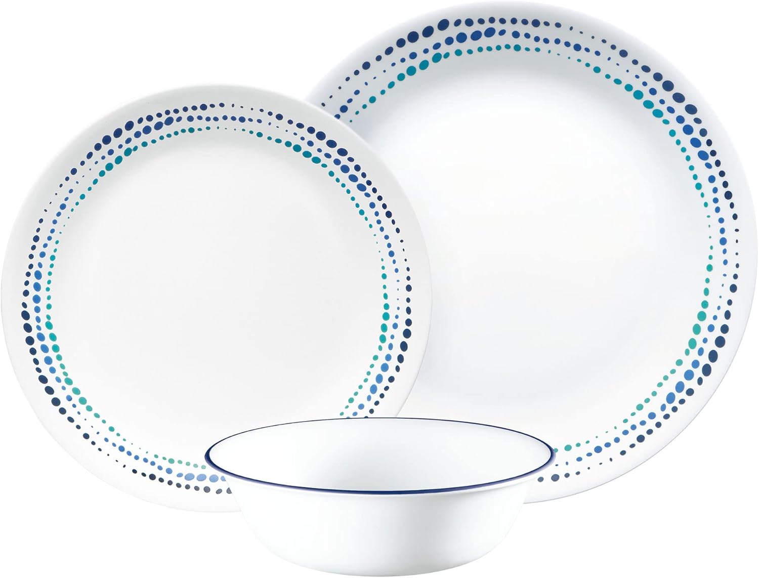 Dinnerware Set (12pc Set, Ocean Blues)-Dinner Set for 4, Includes 4 x ...