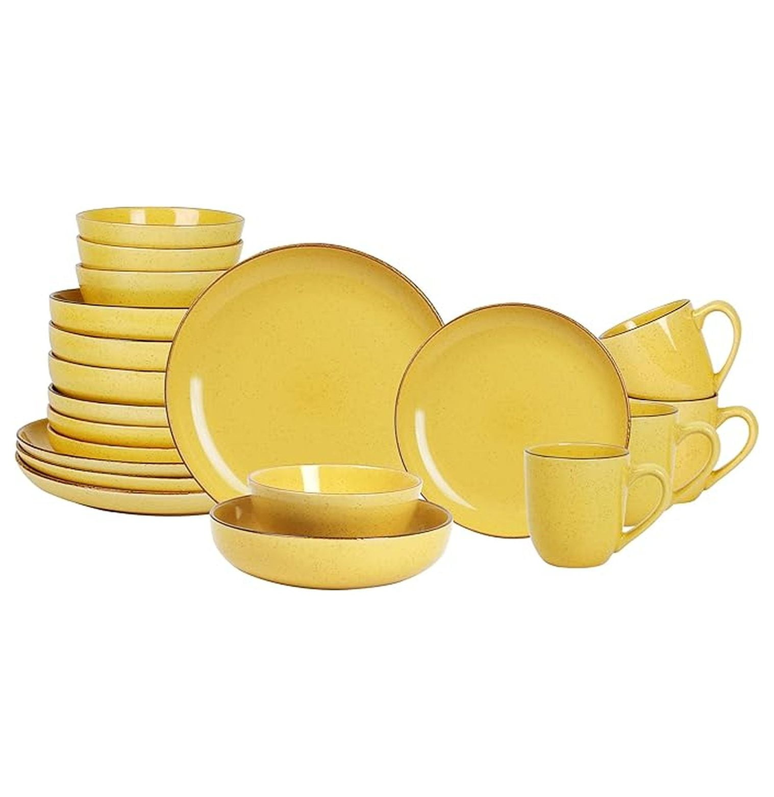 Dinnerware Set 20pc, Nordic Stoneware Tableware - Service for 4, Yellow ...