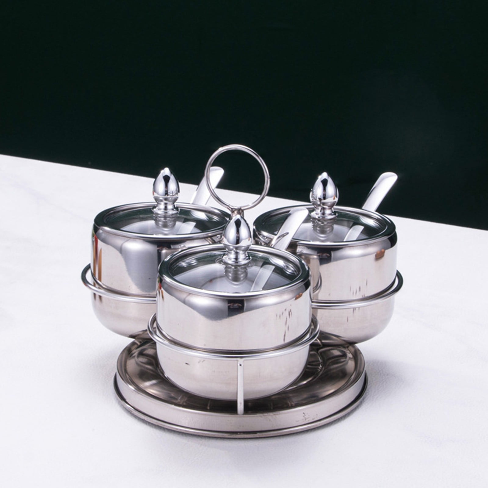 Dinnerware Set 304 Stainless Steel Seasoning Pot Suit Kitchen Visual ...