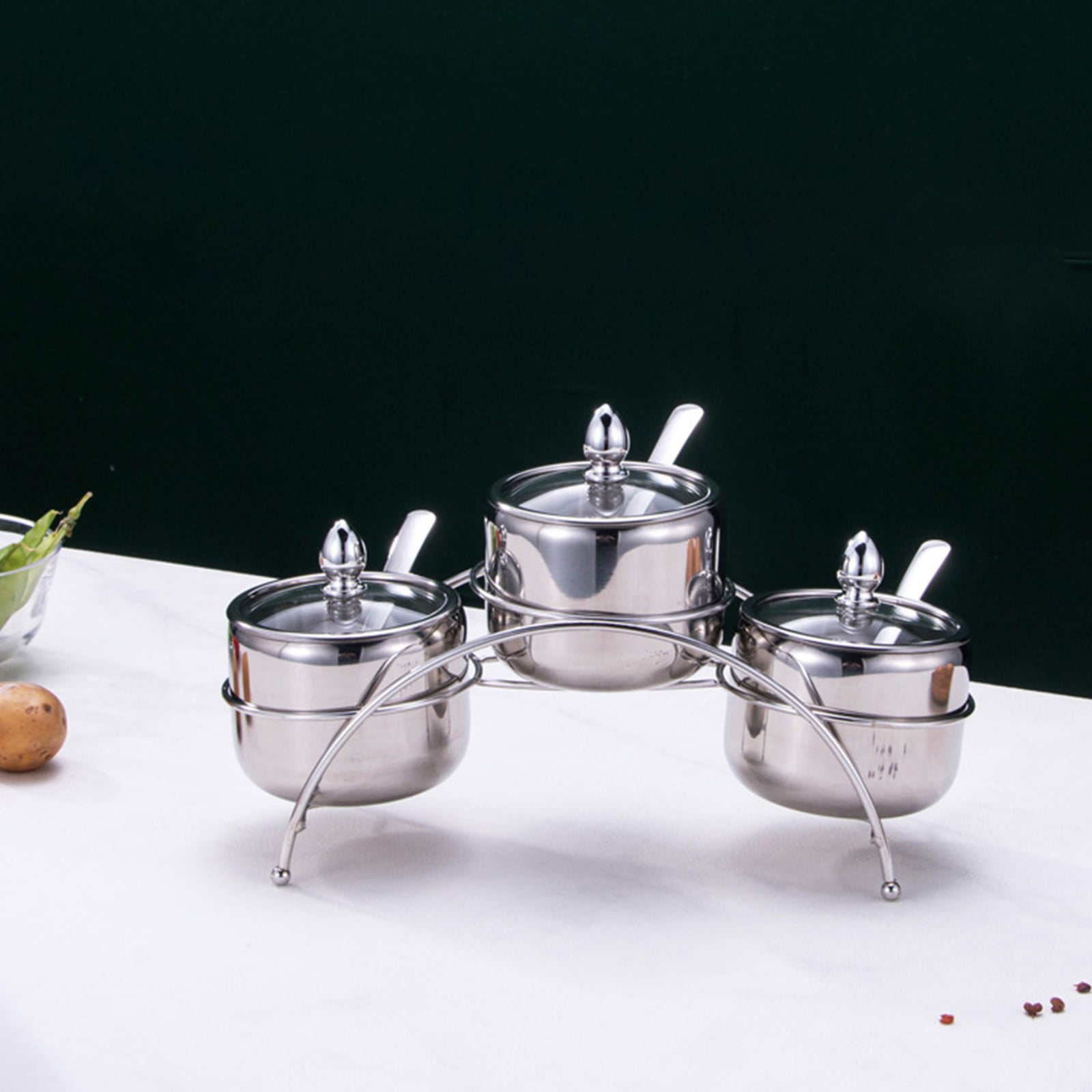 Dinnerware Set 304 Stainless Steel Seasoning Pot Suit Kitchen Visual ...