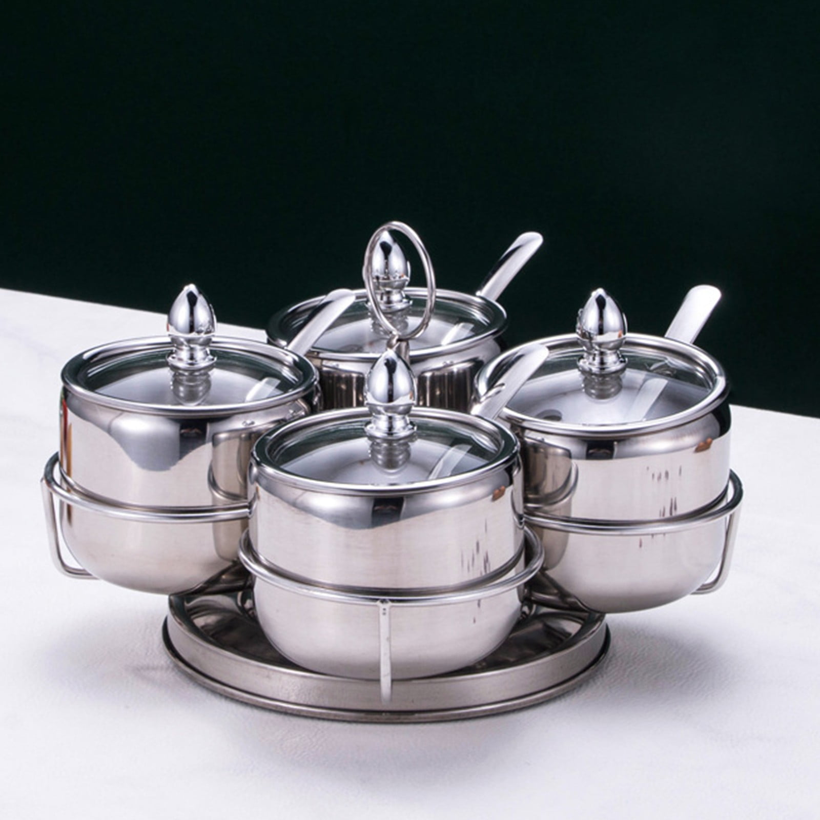 Dinnerware Set 304 Stainless Steel Seasoning Pot Suit Kitchen Visual ...