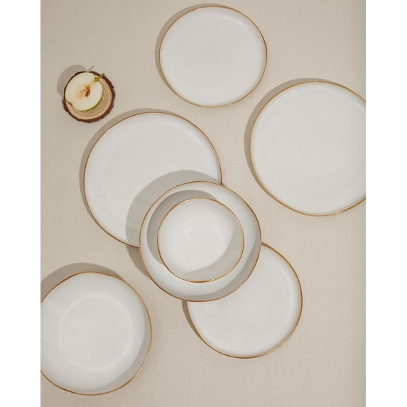 Dinnerware Set for 4, Ceramic Dish Set, Plate and Bowl Set, Microwave ...