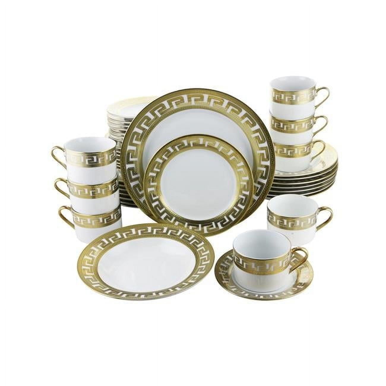 Dinnerware Set, Greek Key in Gold - 40 Piece - Walmart.com