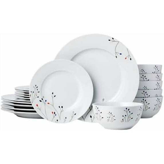Dinnerware Set, Microwave and Dishwasher Safe, Service for 6, 18-Piece ...