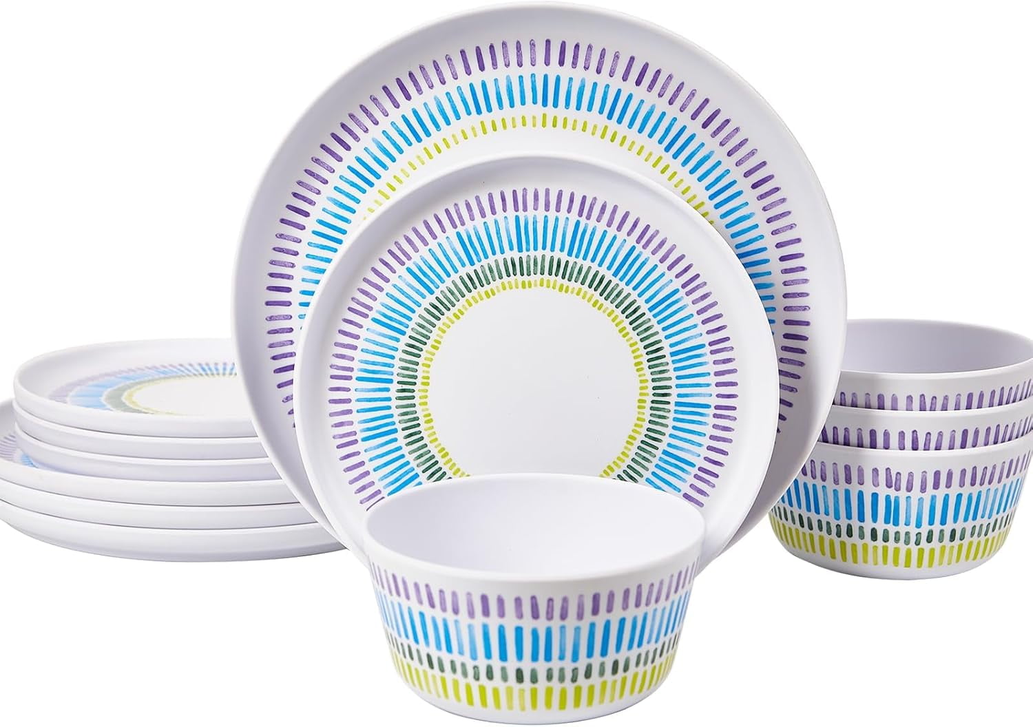 Dinnerware Set of 12 Pcs Dinner Dishes Set Bowls and Plates for Indoor ...