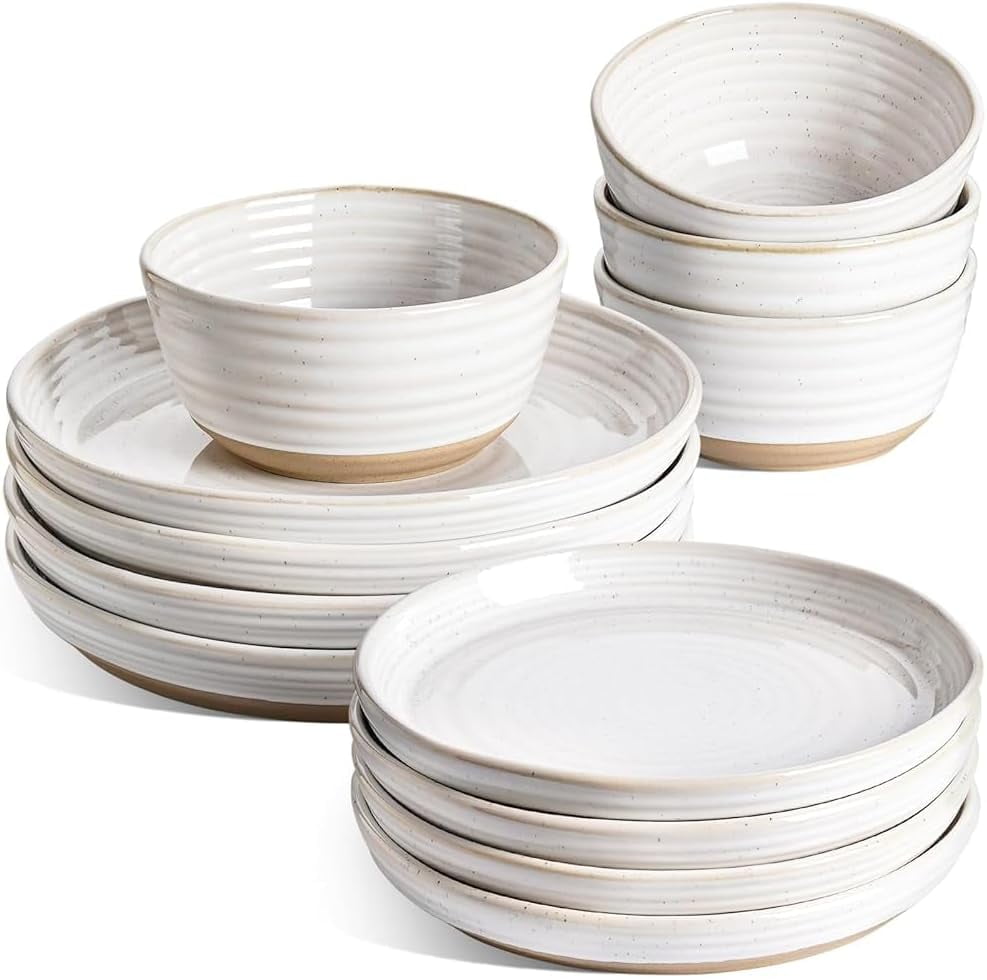 Dinnerware Sets 12 PCS, Ceramic Plates and Bowls Set, For Housewarming ...