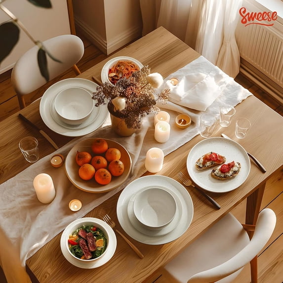 Dinnerware Sets, 12 Pieces Porcelain Round Plates and Bowls Sets ...