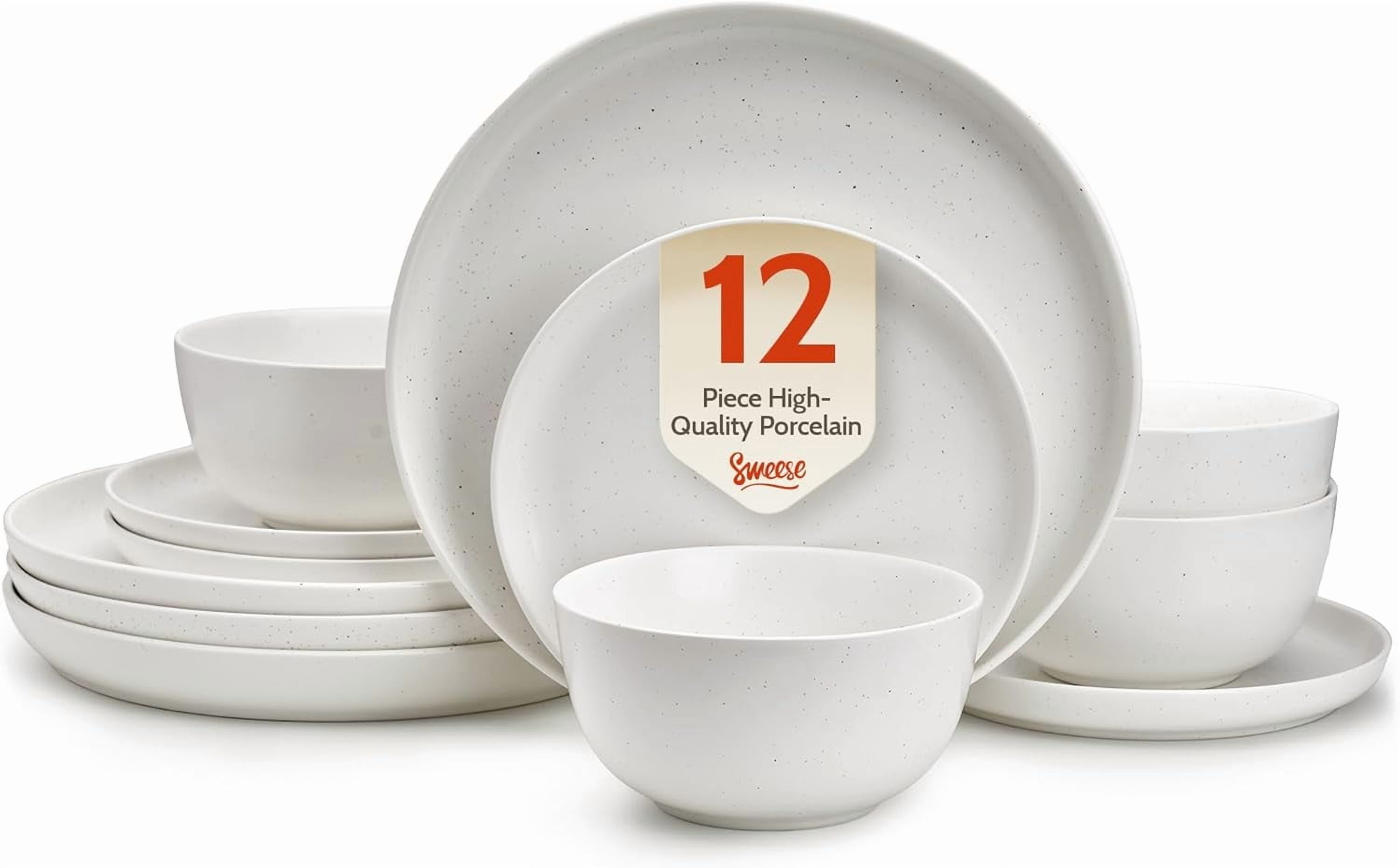 Dinnerware Sets, 12 Pieces Porcelain Round Plates and Bowls Sets ...