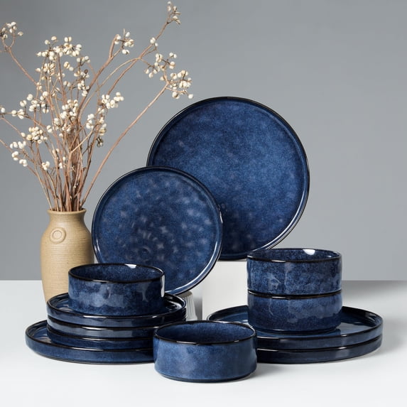 Dinnerware Sets 12-piece Plates And Set Stoneware Dish For 4 Ceramic ...