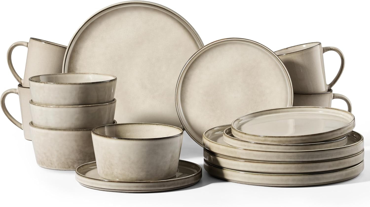 Dinnerware Sets, 16-Piece Stoneware Dinner Plates and Bowls for 4 ...