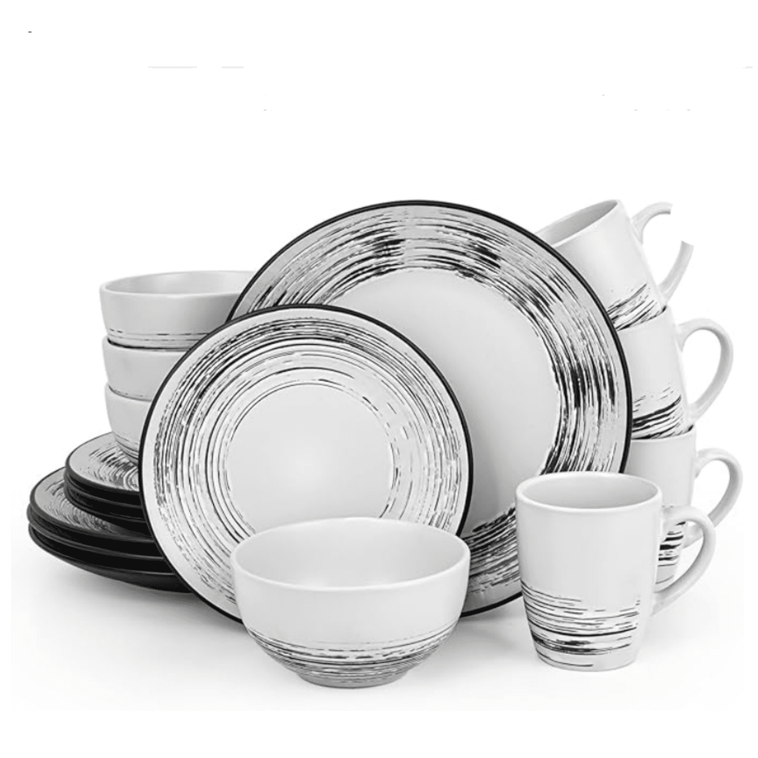 Dinnerware Sets, 16 Pieces Plates and Bowls Sets, Dishes Set for 4 ...