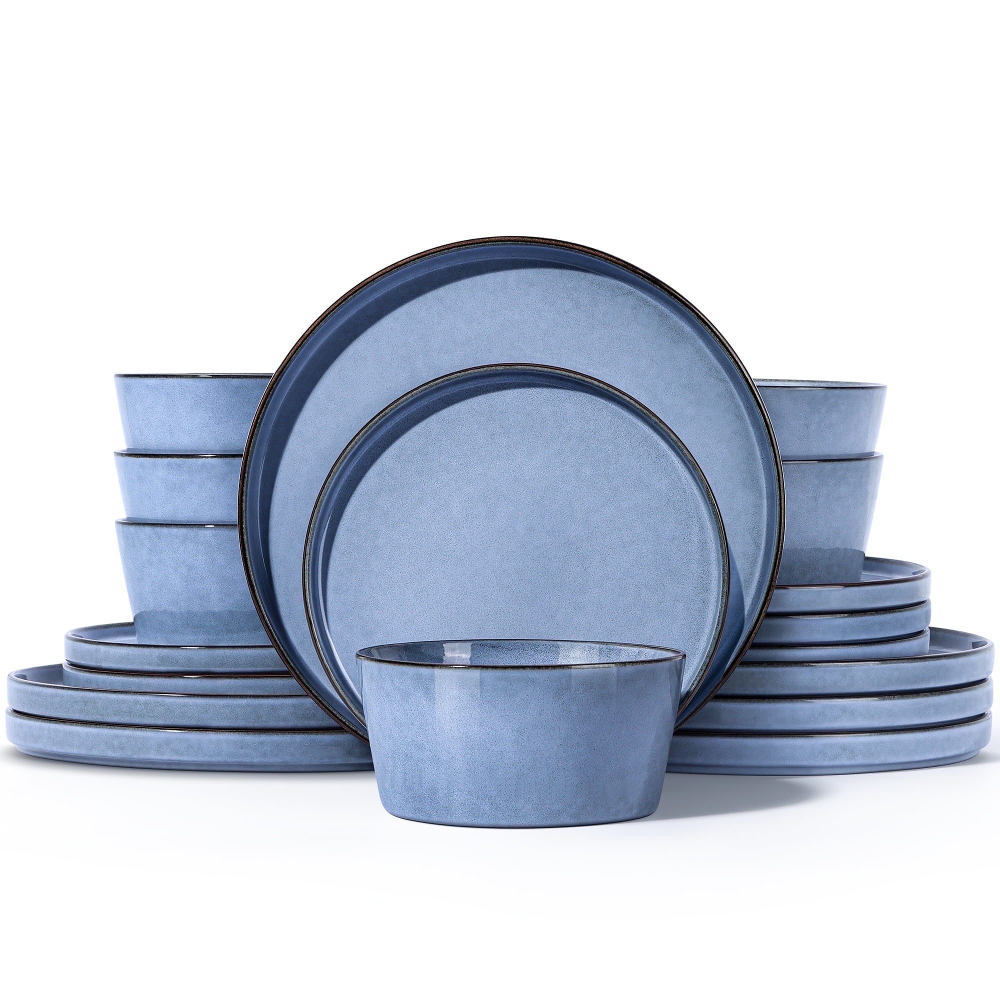 Onader Dinnerware Sets for 6, 18 Piece Plates and Bowls Dish Set ...